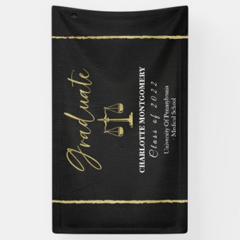 Gilded Dark Chalkboard Law School Graduation Party Banner | Zazzle