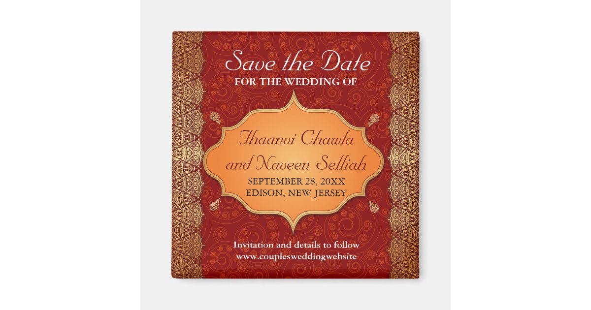 Gilded Edge Indian Frame Save the Date Magnet | Zazzle