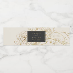 Gilded Floral | Cream and Gold Wedding Water Bottle Label | Zazzle