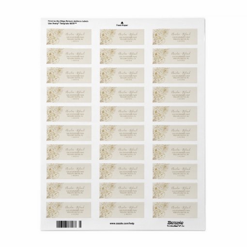 Gilded Floral | Cream & Gold Return Address Label | Zazzle