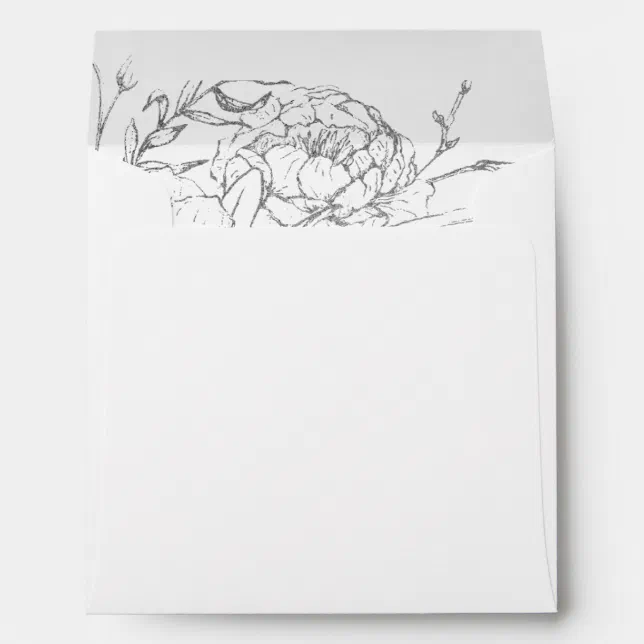 Gilded Floral | Silver & White Wedding Invitation Envelope | Zazzle