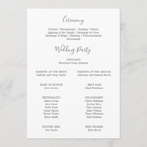 Gilded Floral Wreath | Silver & White Wedding Program | Zazzle