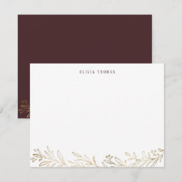 Gilded gold botanical personalized Stationery Note Card | Zazzle