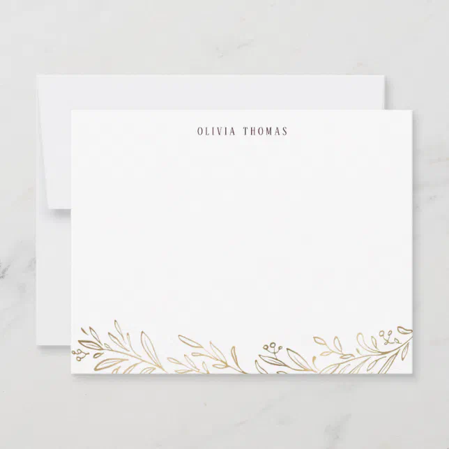 Gilded gold botanical personalized Stationery Note Card | Zazzle