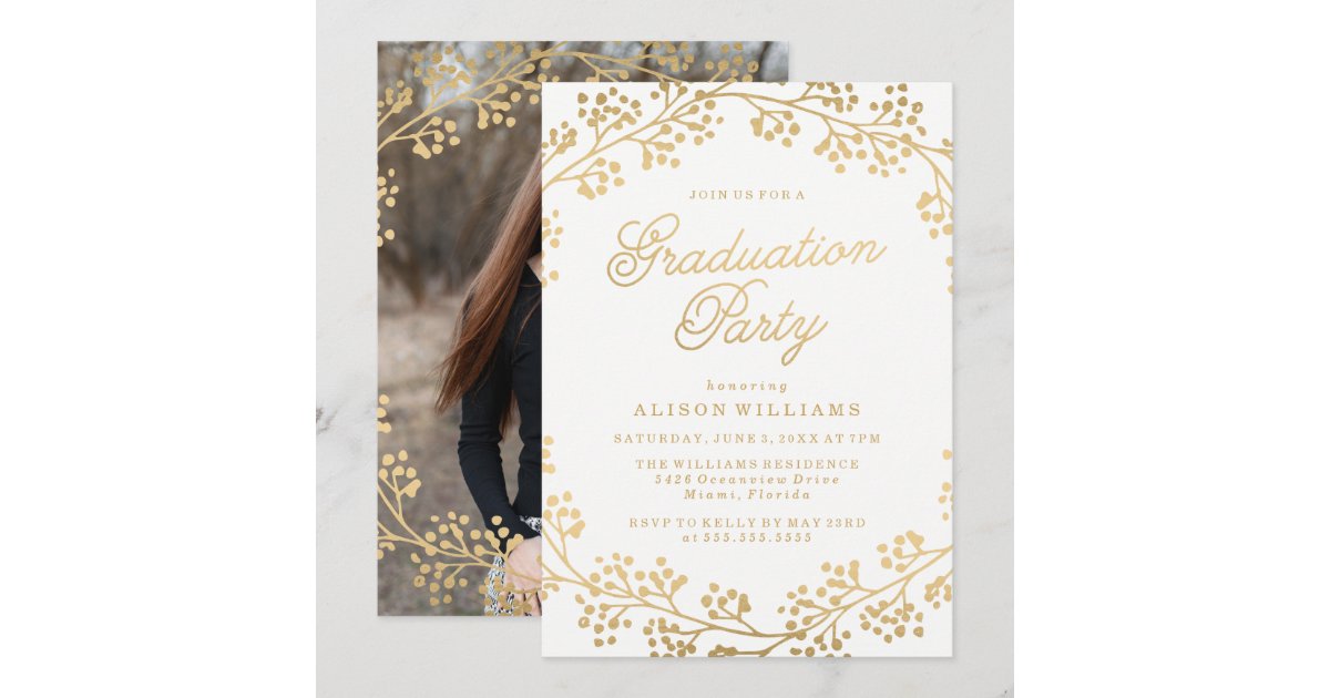Gilded Gold Graduation Party Invitation | Zazzle