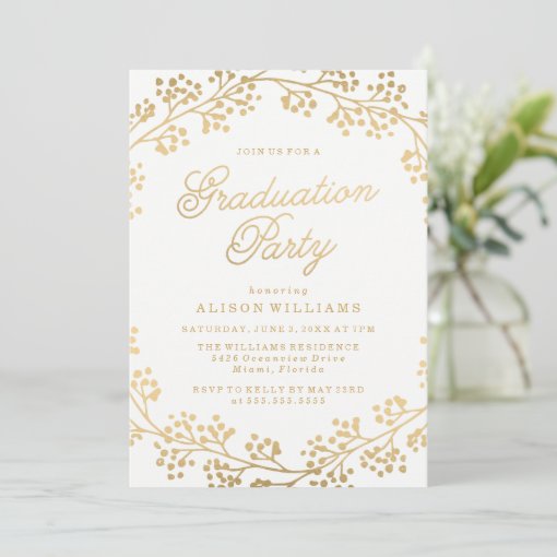 Gilded Gold Graduation Party Invitation | Zazzle