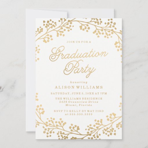Gilded Gold Graduation Party Invitation | Zazzle