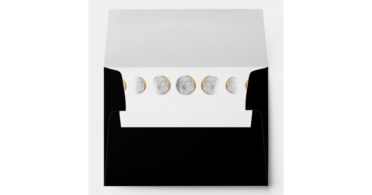 Gilded Moon Phases Return Address Envelope | Zazzle