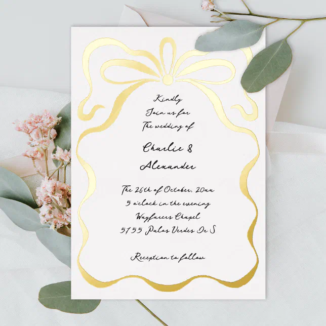 Gilded Ribbon Foil Invitation | Zazzle