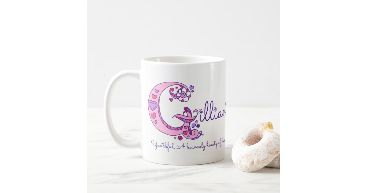 Gillian name meaning decorative G monogram mug | Zazzle
