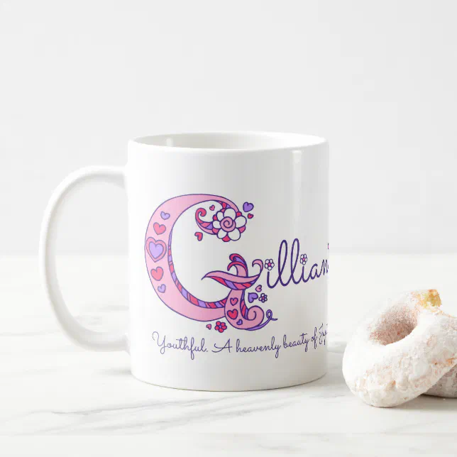 Gillian name meaning decorative G monogram mug | Zazzle