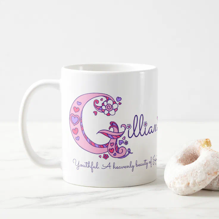 Gillian name meaning decorative G monogram mug | Zazzle