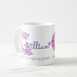 Gillian name meaning decorative G monogram mug | Zazzle