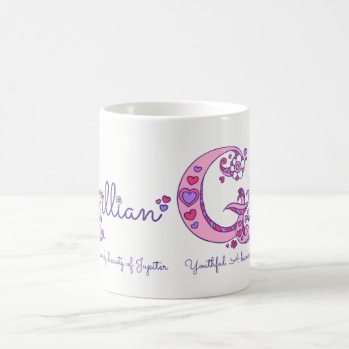 Gillian name meaning decorative G monogram mug | Zazzle