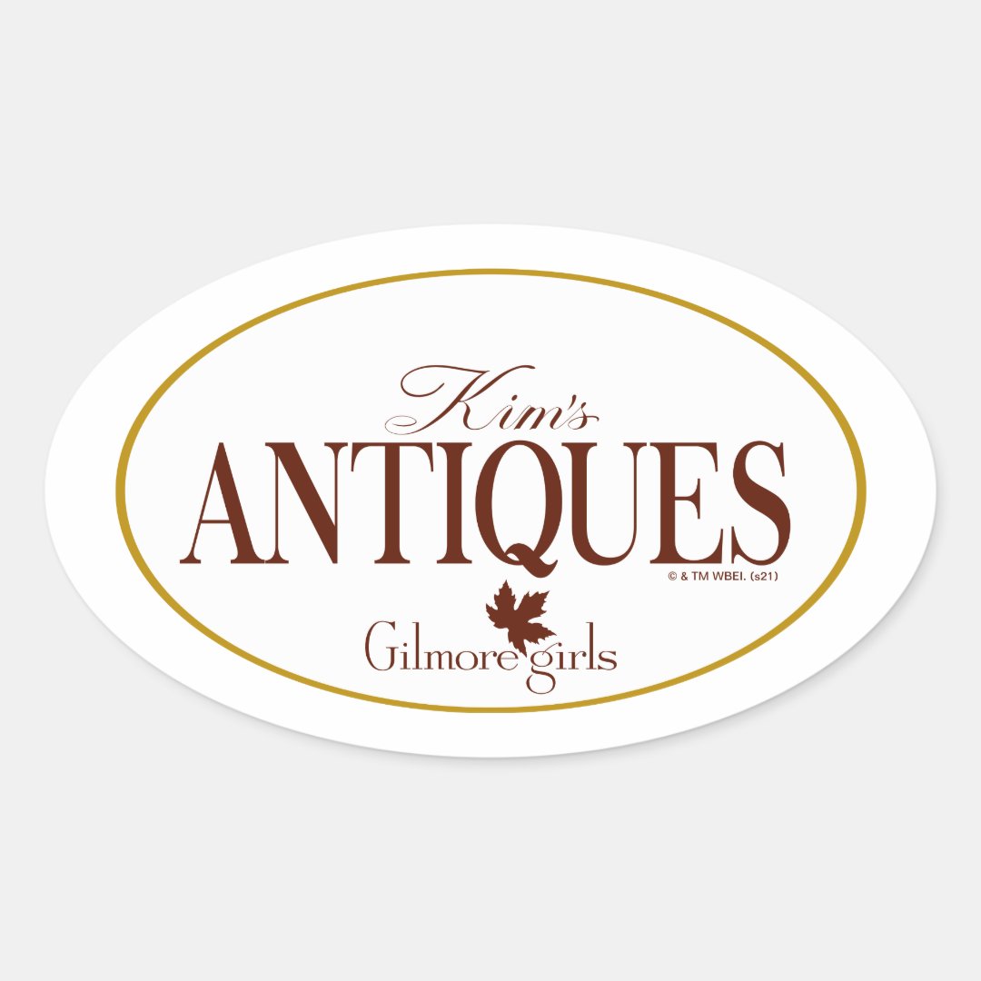 Gilmore Girls | Kim's Antiques Oval Sticker | Zazzle