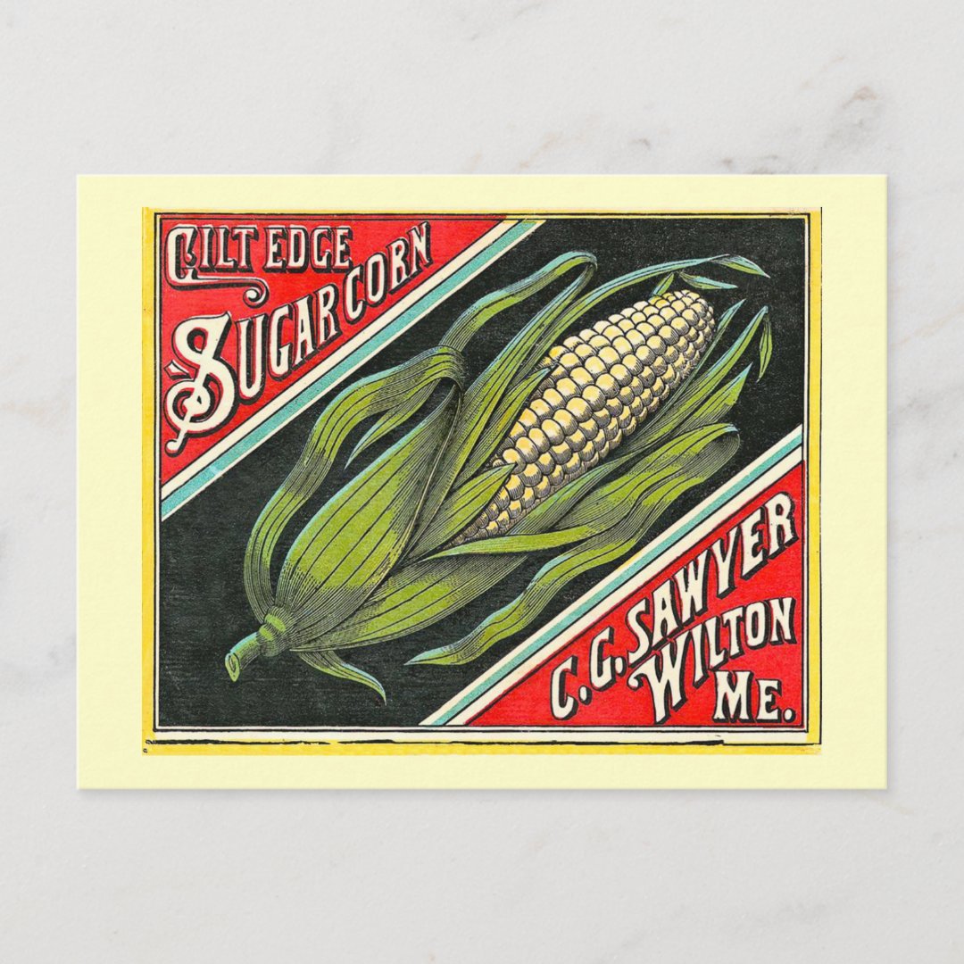 Gilt Edge Sugar Corn Vintage Crate Label Postcard | Zazzle