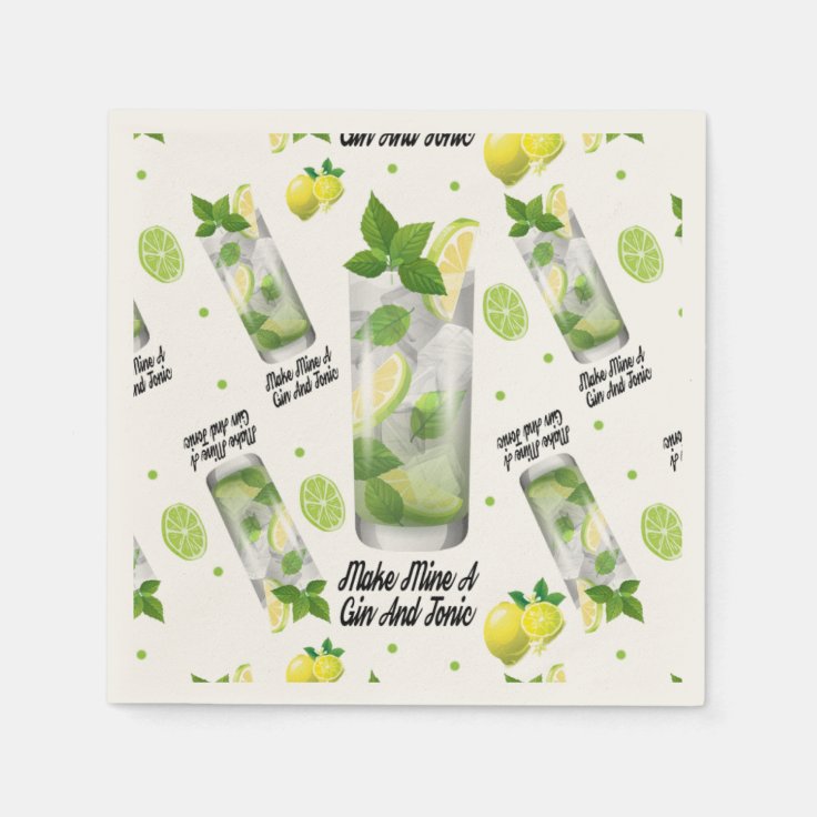 Gin And Tonic, Standard Cocktail Paper Napkins | Zazzle