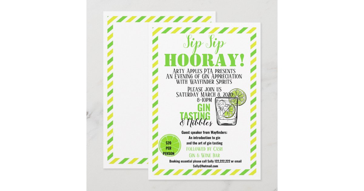 Gin tasting event fundraiser gin and tonic invitation | Zazzle