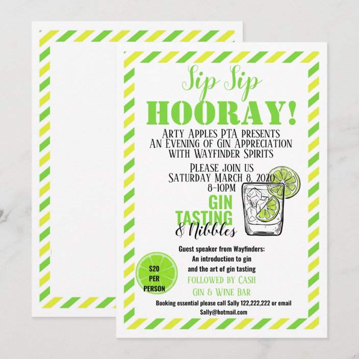 Gin tasting event fundraiser gin and tonic invitation | Zazzle.com