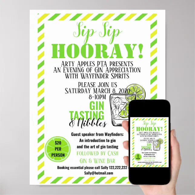 Gin tasting event poster gin and tonic gin party | Zazzle
