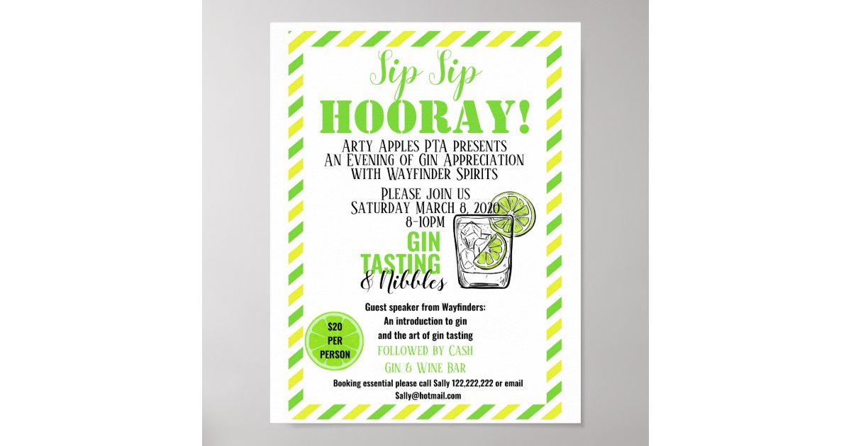 Gin tasting event poster gin and tonic gin party | Zazzle