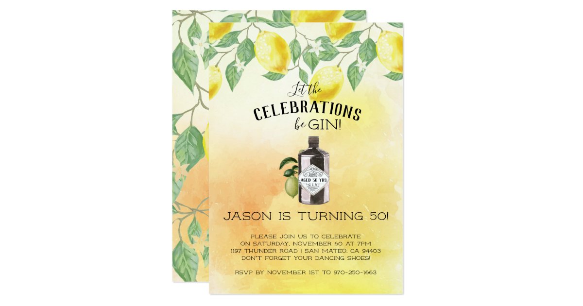 Gin Themed Birthday Party Invitation | Zazzle.com