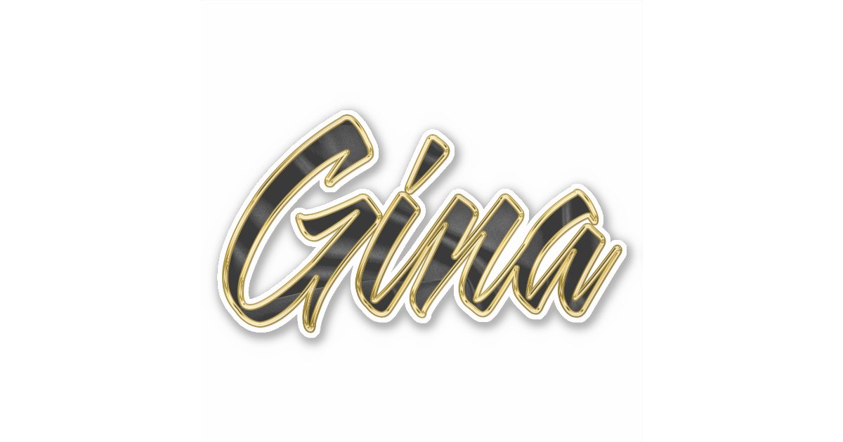 Gina black gold lettering Sticker | Zazzle