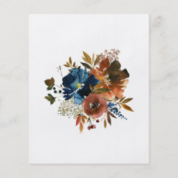 Ginger and Navy Floral Wedding nvitation Flyer | Zazzle