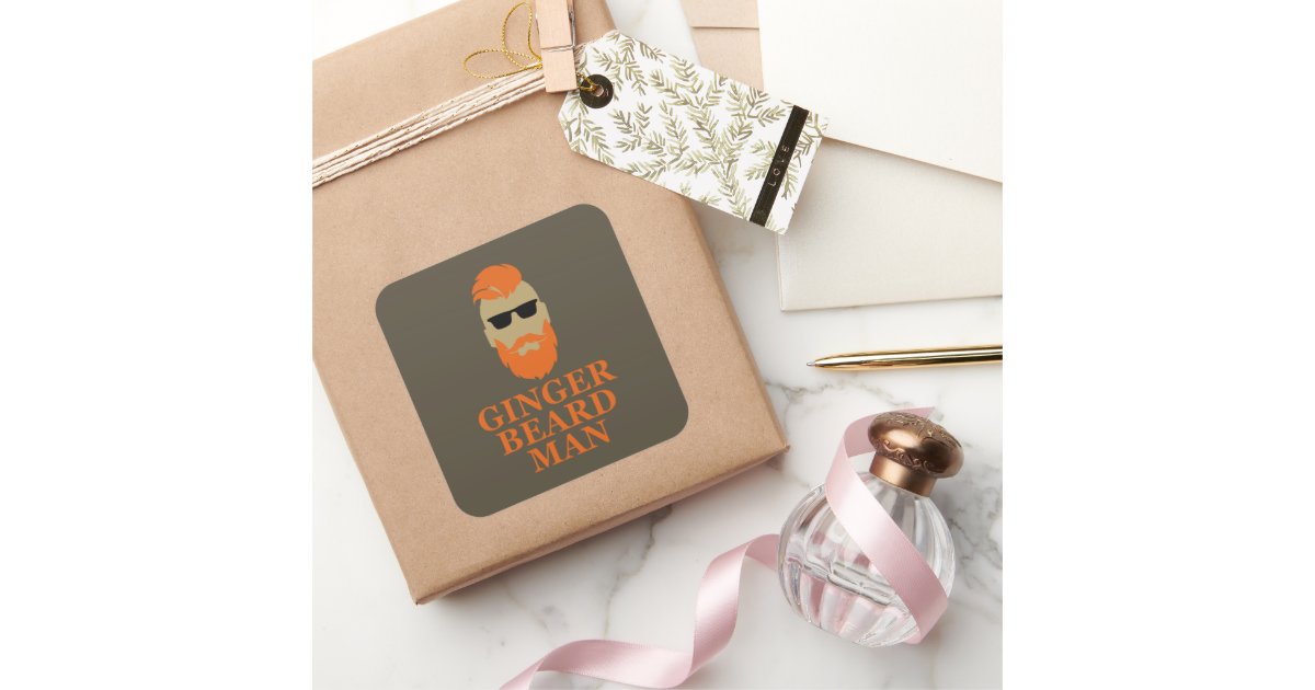 Ginger beard man funny bearded square sticker | Zazzle