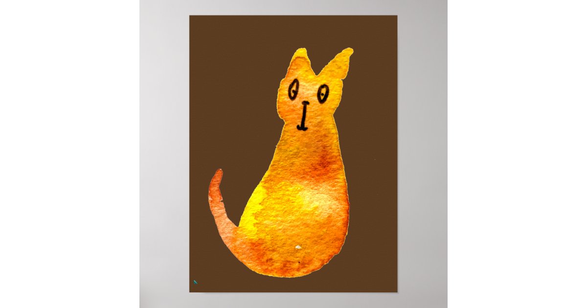 Ginger cat cute watercolor illustration art poster | Zazzle
