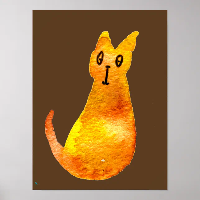 Ginger cat cute watercolor illustration art poster | Zazzle
