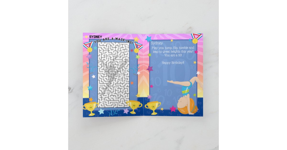 Ginger Girl Gymnastics You Are A-Maze-ing Birthday Card | Zazzle