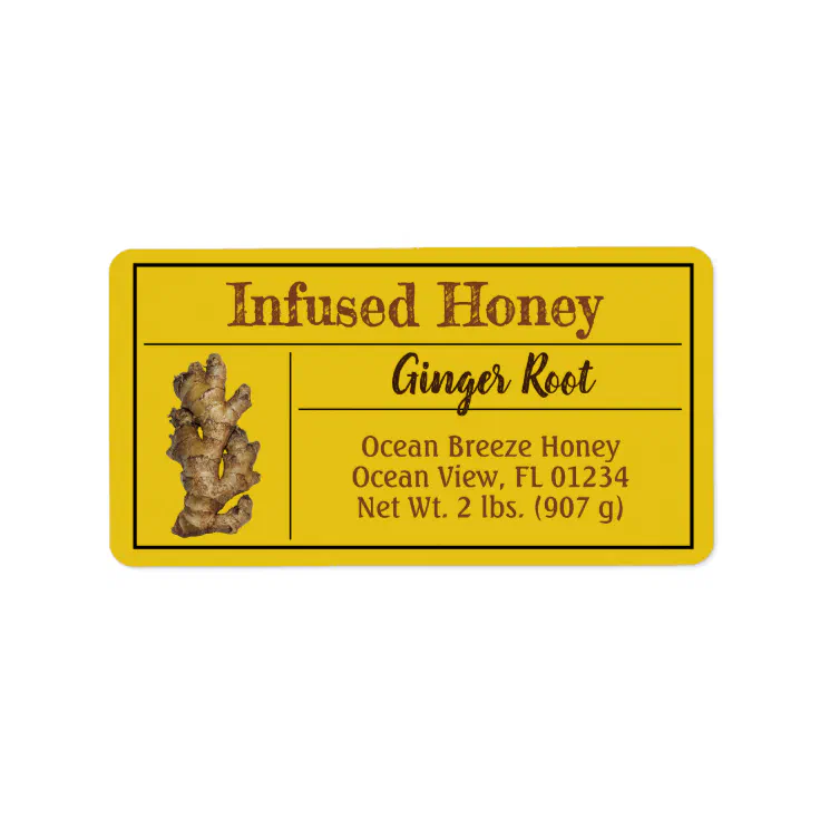 Ginger Infused Honey Jar Product Label | Zazzle