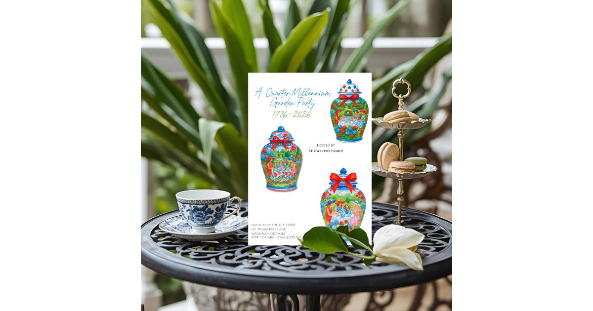 Ginger Jar 250th Anniversary Garden Party Invitation | Zazzle