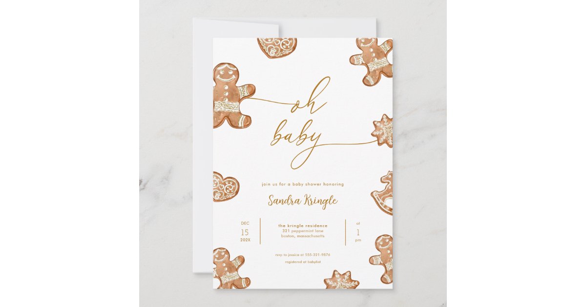 Gingerbread Baby Shower Invitation Winter | Zazzle
