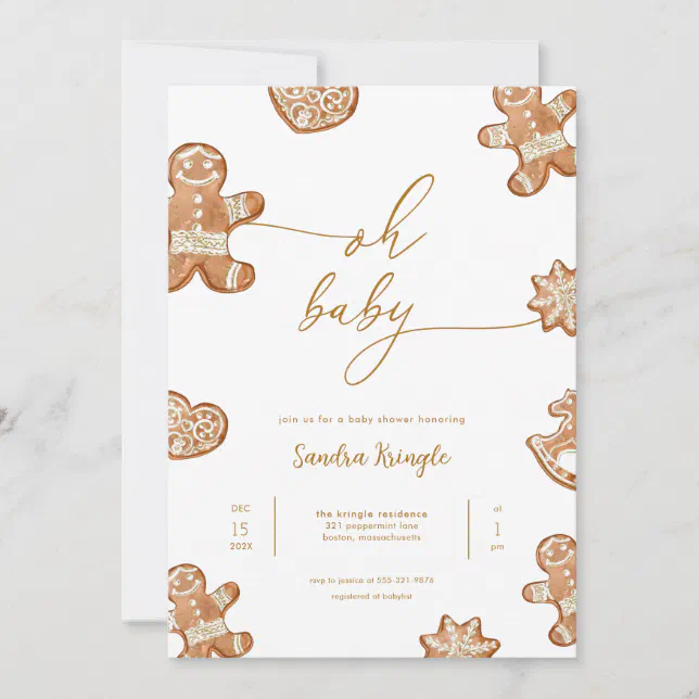 Gingerbread Baby Shower Invitation Winter | Zazzle