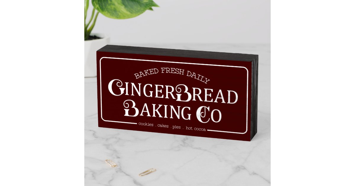 Gingerbread Baking Company Wooden Box Sign | Zazzle
