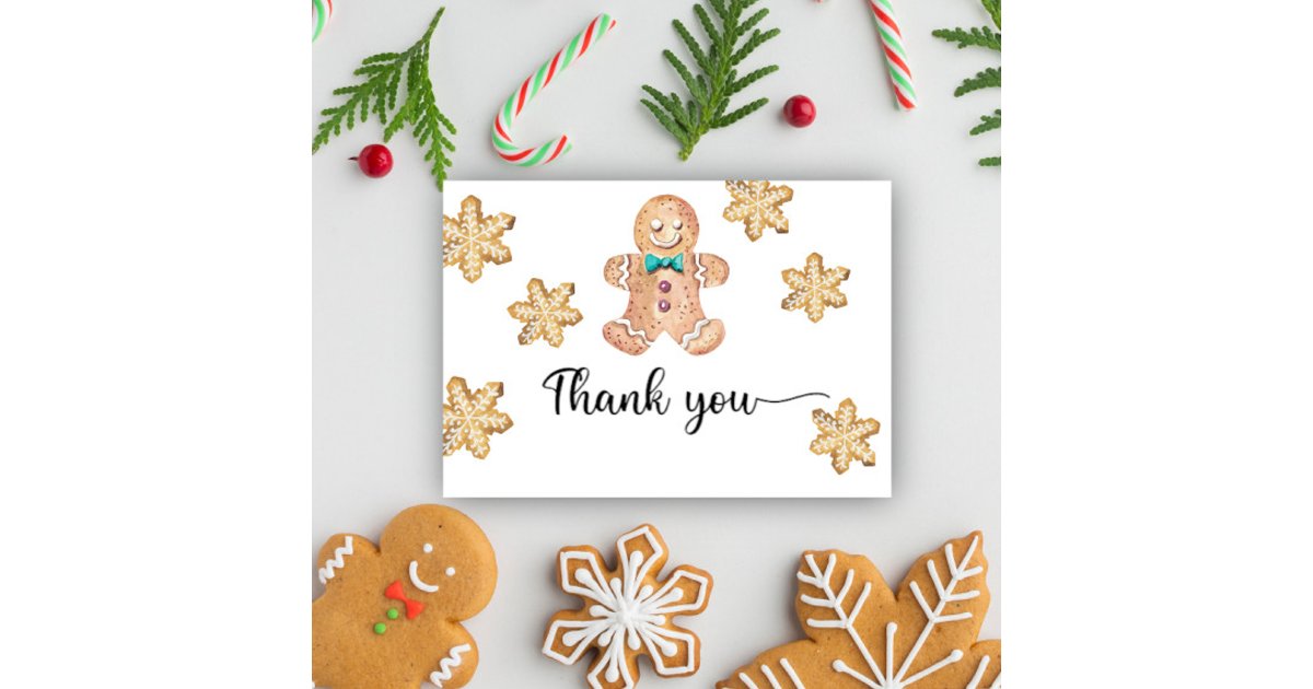 Gingerbread boy thank you card | Zazzle