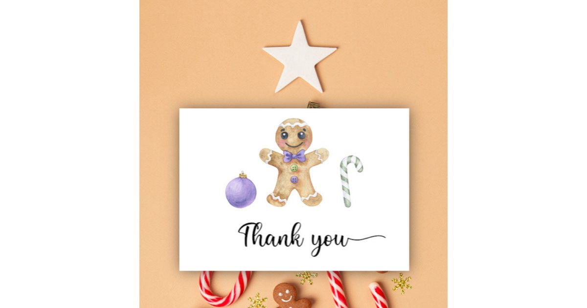 Gingerbread boy thank you card | Zazzle
