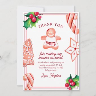 Gingerbread Christmas Baby Shower Thank You Card | Zazzle