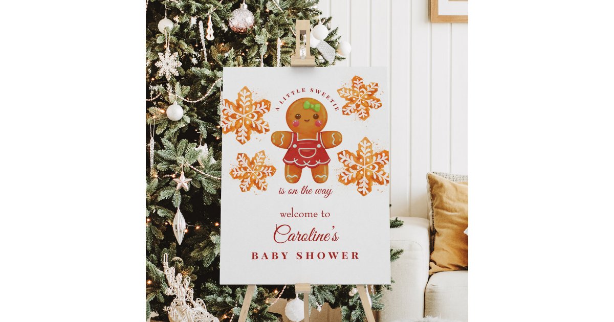 Gingerbread Christmas Baby Shower Welcome Sign | Zazzle