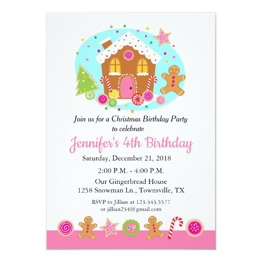 Gingerbread Christmas Birthday Party Invitation | Zazzle.com