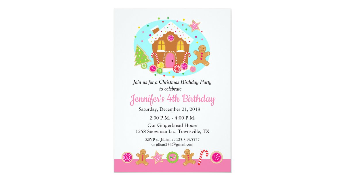 Gingerbread Christmas Birthday Party Invitation | Zazzle.com