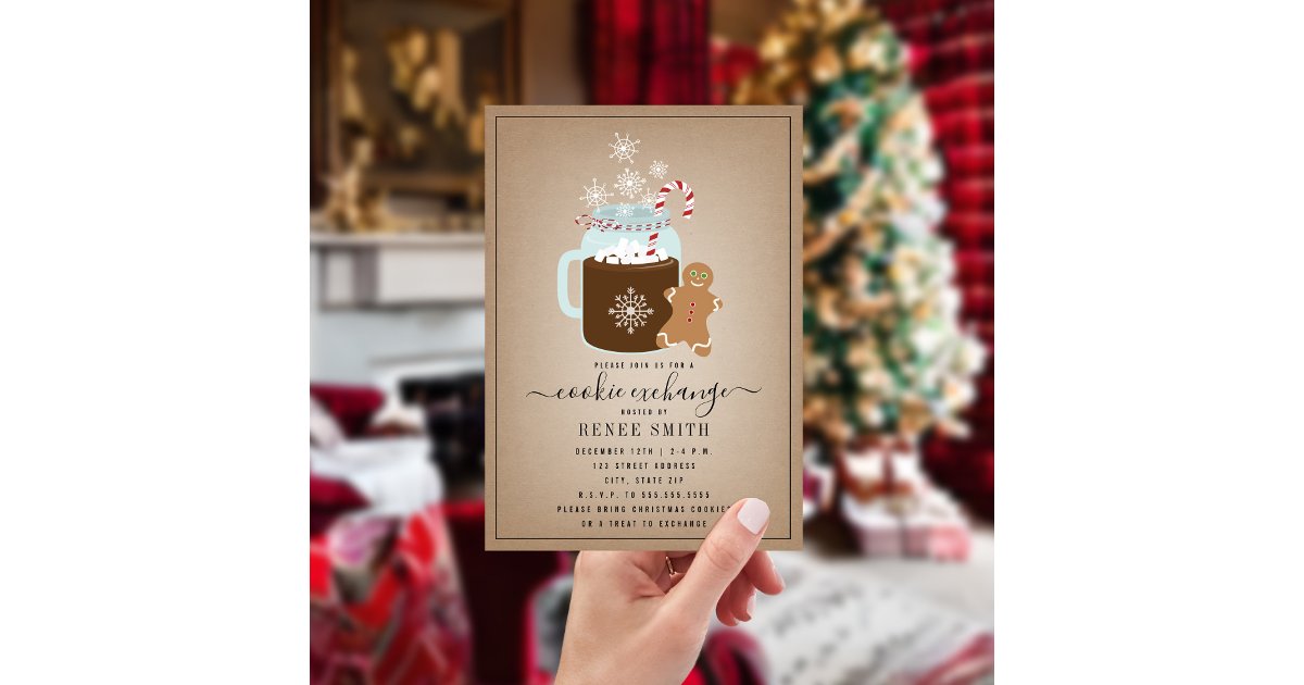 Gingerbread Christmas Cookie Exchange Holiday Card | Zazzle
