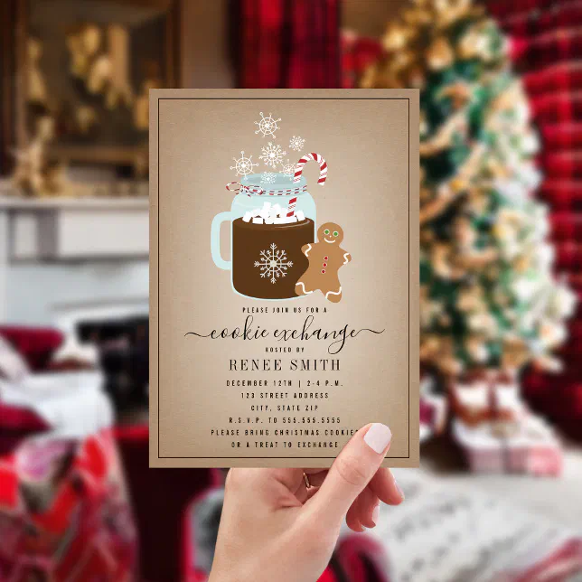 Gingerbread Christmas Cookie Exchange Holiday Card | Zazzle