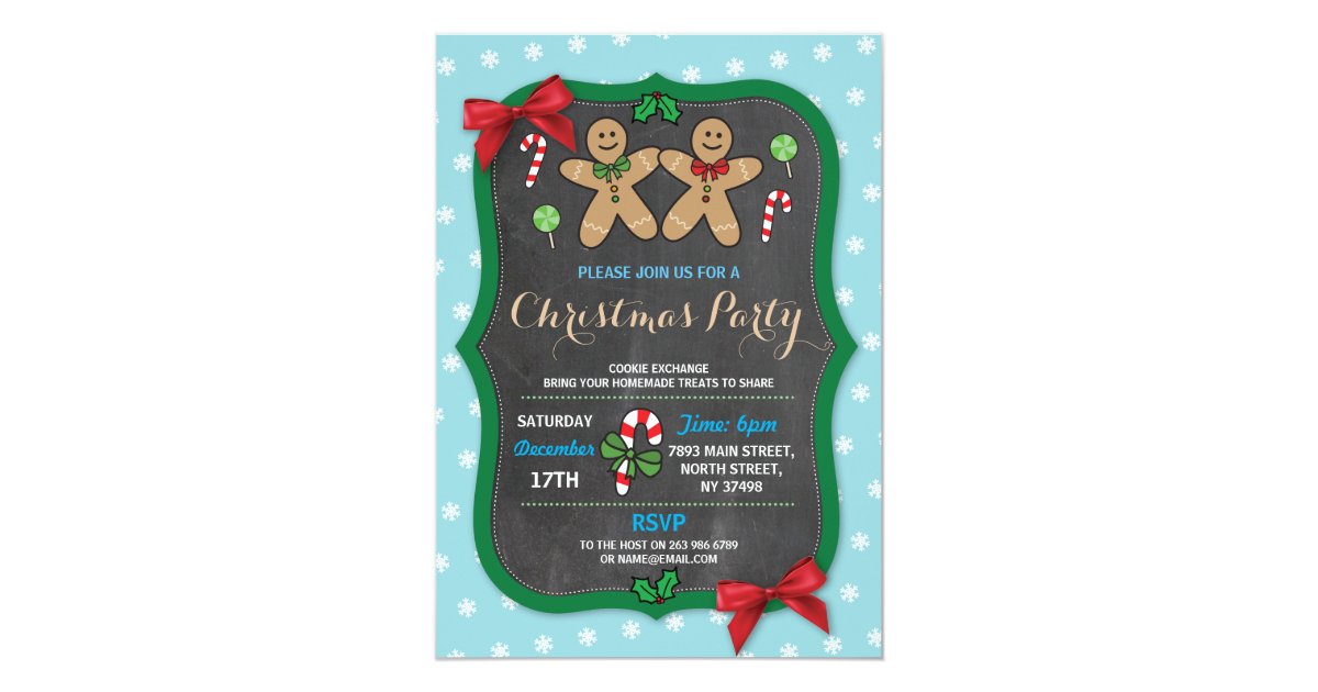 Gingerbread Christmas Party Cookie Exchange Invitation | Zazzle.com