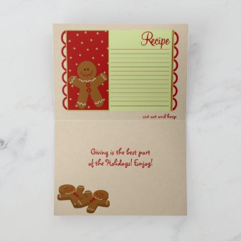 Gingerbread Christmas Recipe Cards | Zazzle
