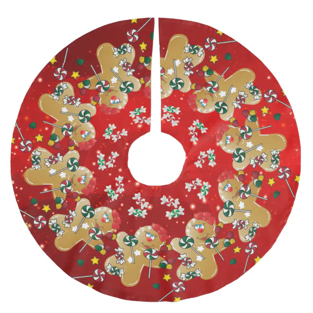 Gingerbread Christmas Sweet Candy Brushed Polyester Tree Skirt | Zazzle