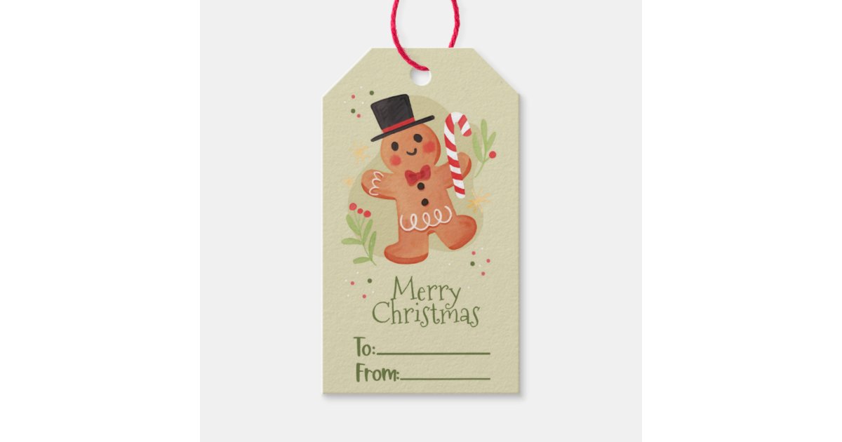 Gingerbread Cookie Christmas Gift Tag | Zazzle