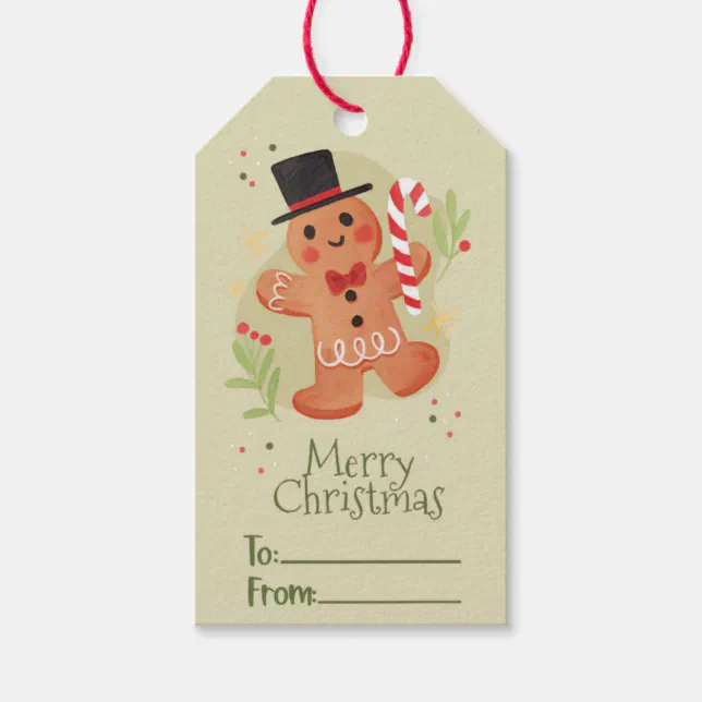 Gingerbread Cookie Christmas Gift Tag | Zazzle